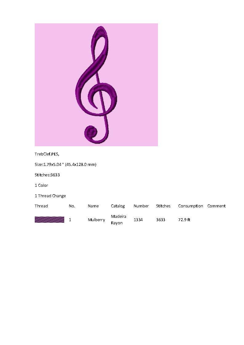 Machine Embroidery Designs Treble Clef. Characters Symbol. 15 - Etsy