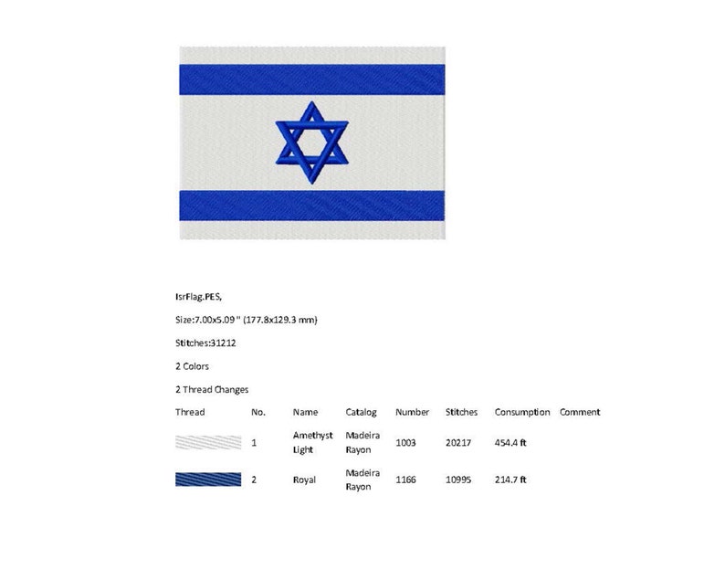 Flag of Israel - Machine Embroidery Designs. Instant Download Digital ...