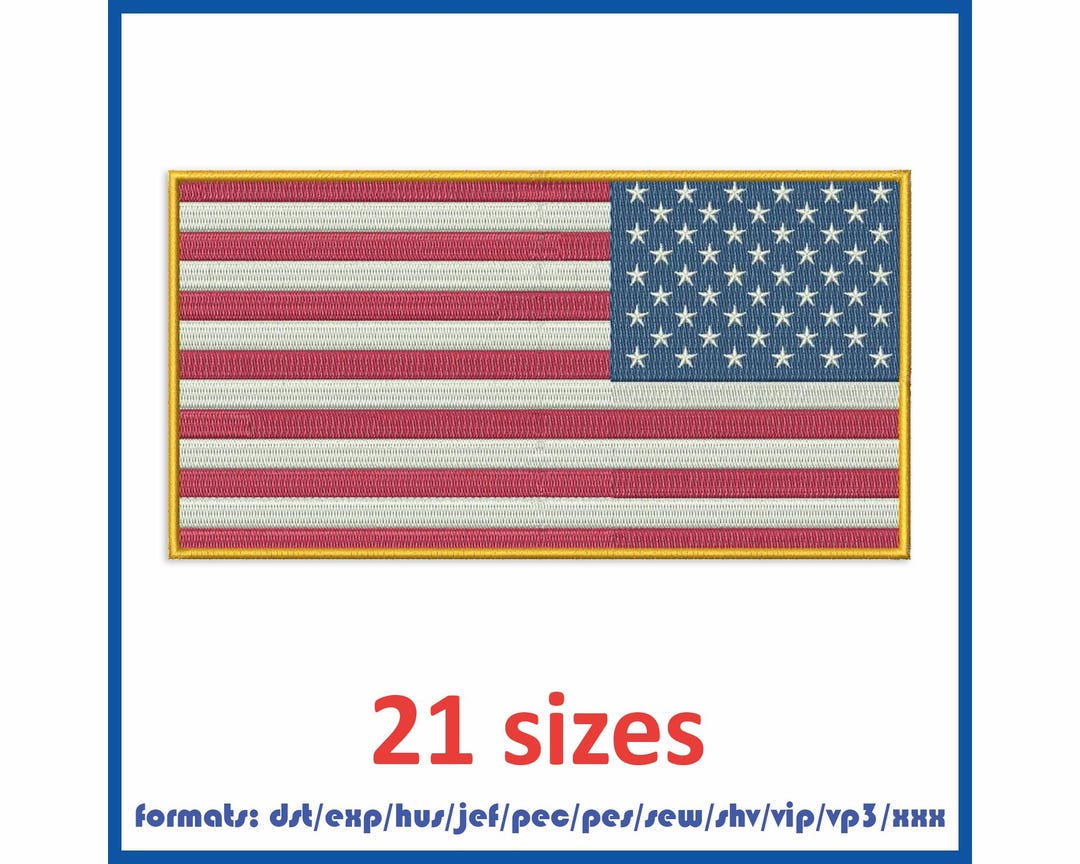 Machine Embroidery Design Reversed Flag USA With Border. Flag of the USA. Instant Download ...