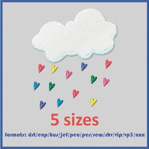 Machine Embroidery Design Cloud With Colored Rain. Rain in the Shape of ...
