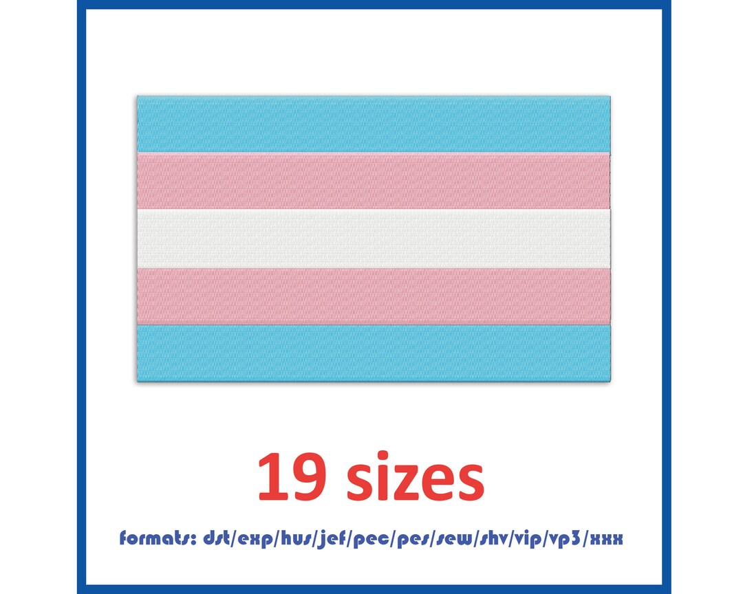 Machine Embroidery Designs Trans Flag LGBT. Instant Download Digital ...