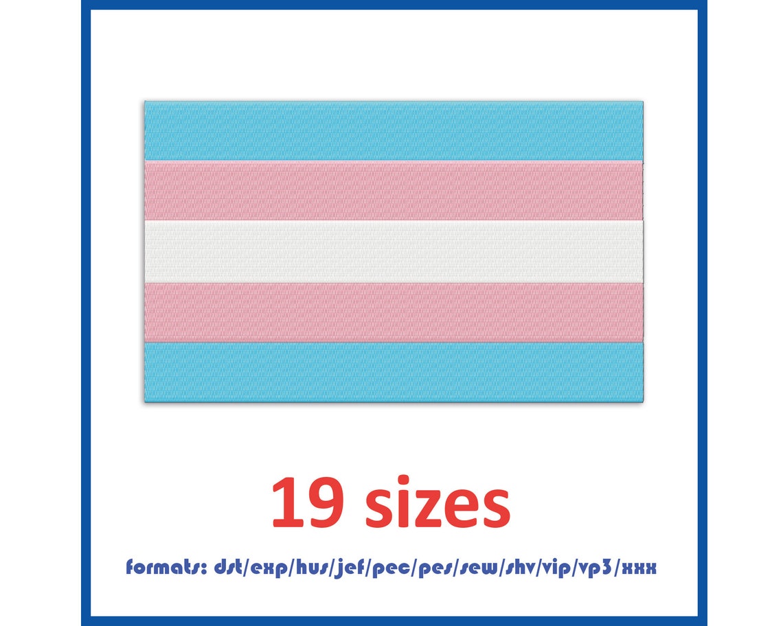 Machine Embroidery Designs Trans Flag LGBT. Instant Download Digital ...
