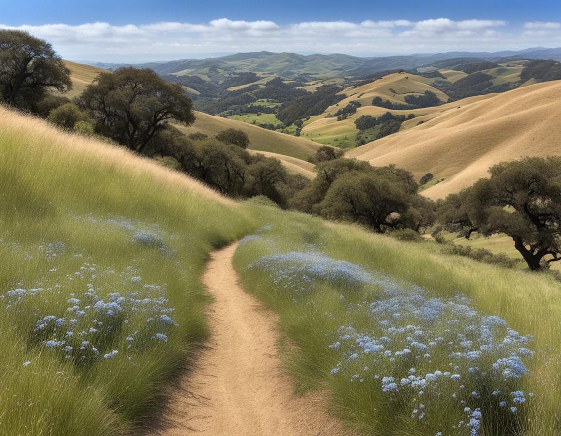 California Oak Trees Art Print: Lukas Valley Landscape (digital ...