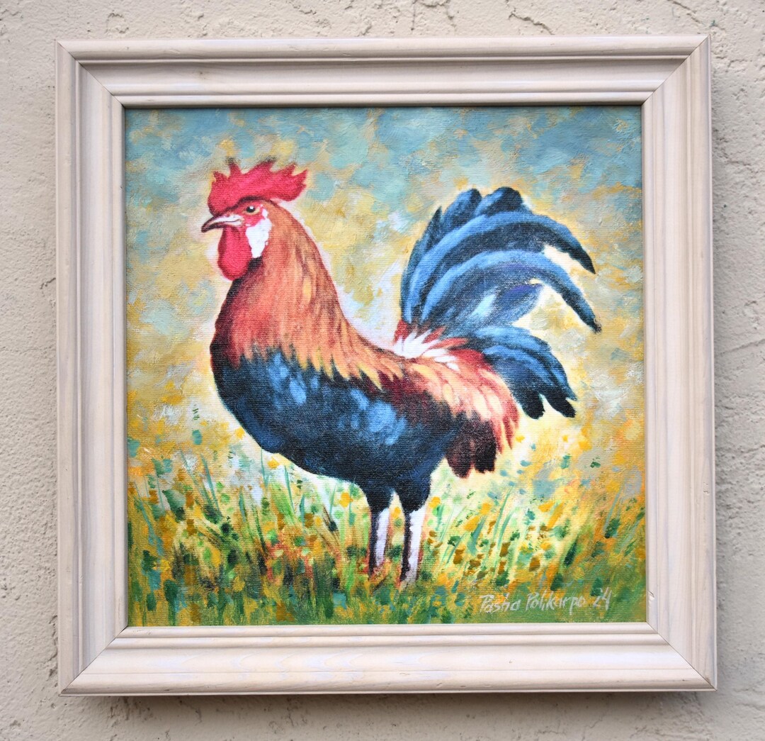 Cheerful Rooster, 10X10, Roosters, Farm Animals, California Art ...