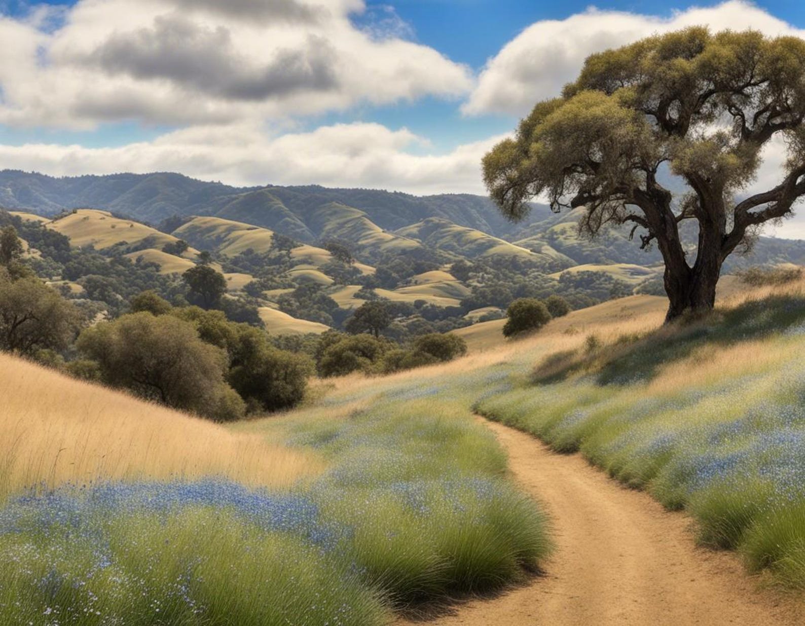 California Oak Trees Art Print: Lukas Valley Landscape (digital ...