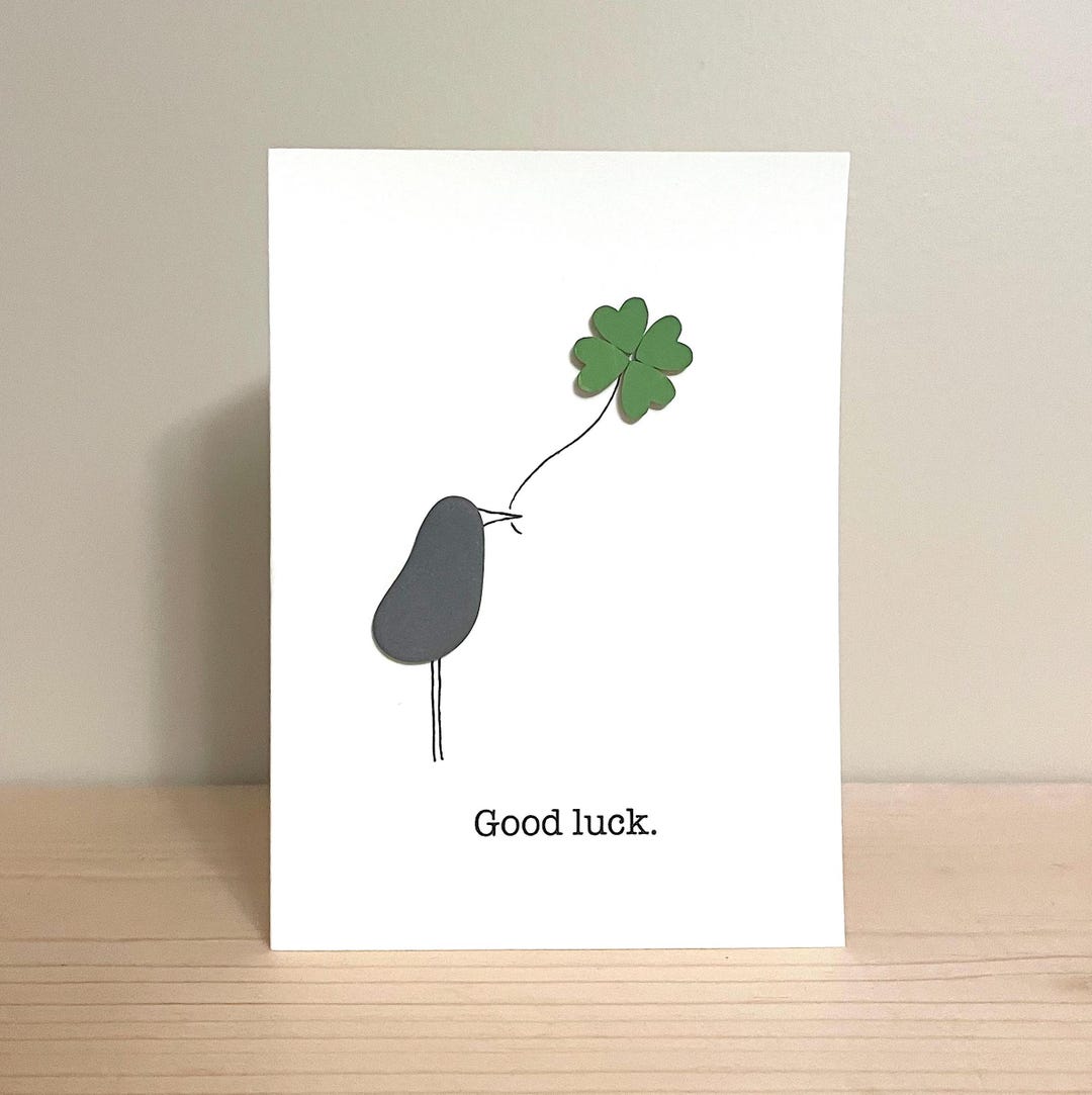 Pebble Art Good Luck Card: Handmade Clover Greeting - Etsy