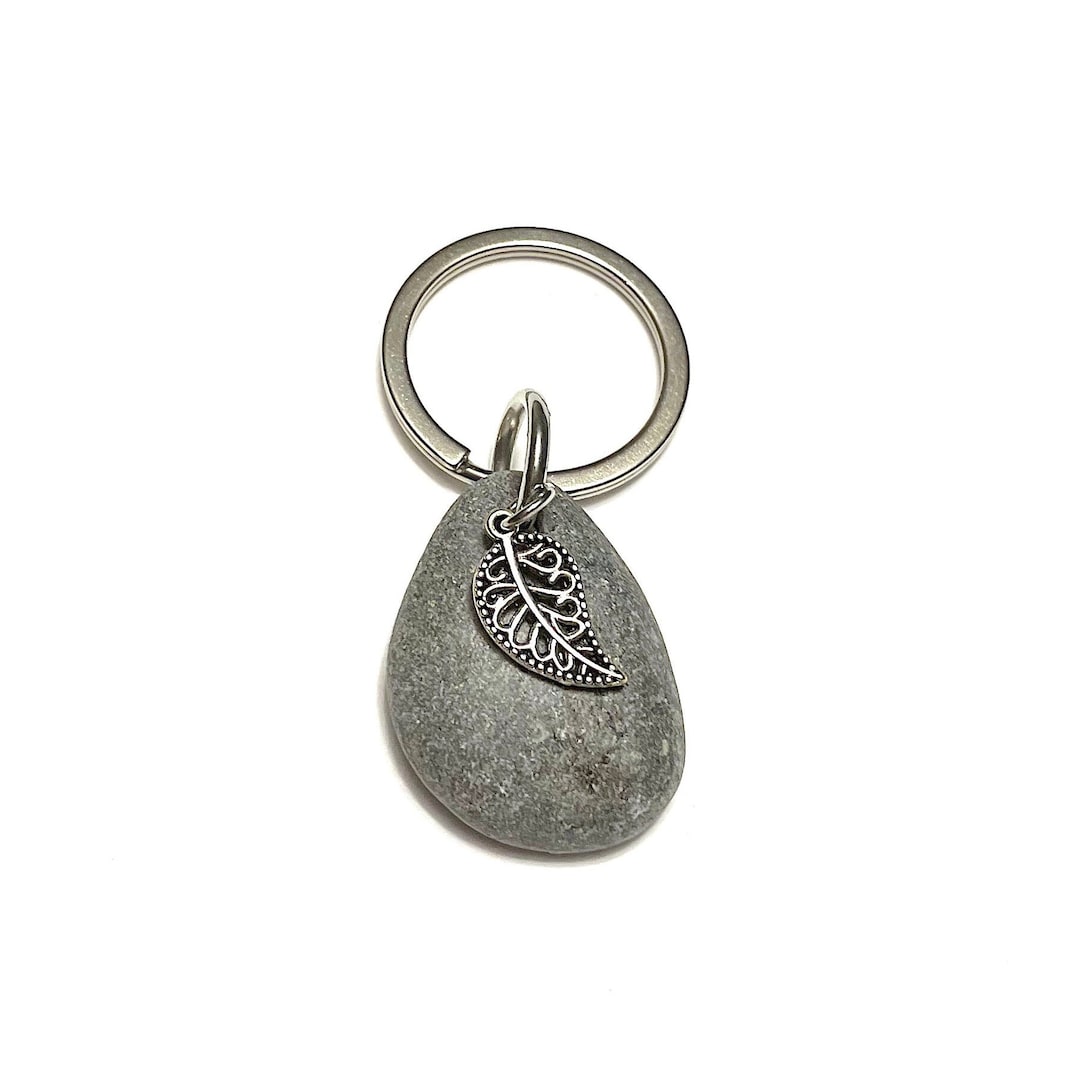 Leaf Beach Pebble Keychain - Etsy