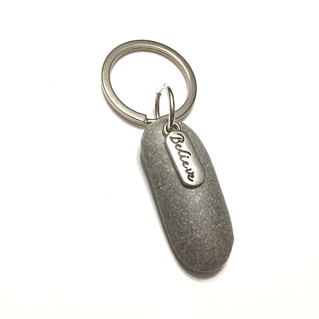 Believe Beach Pebble Keychain Handmade One of a Kind Ready to Ship - Etsy