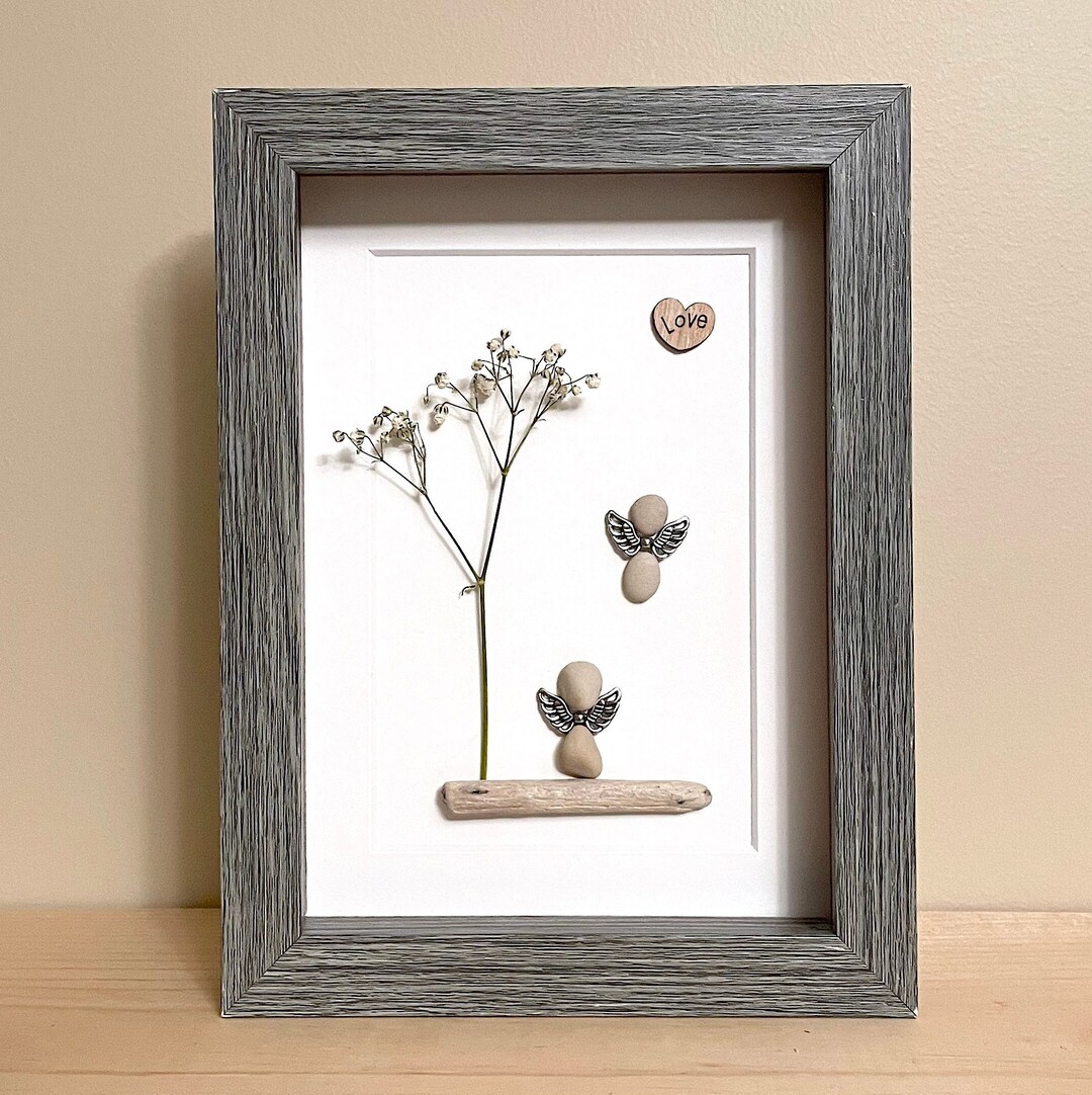 Angels Pebble Art 5x7 Handmade Framed Artwork One of a Kind Gift Ready ...