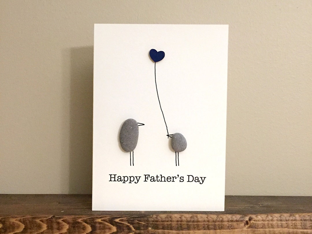 Pebble Art Father's Day Card: Papa Bird & Baby Bird - Etsy