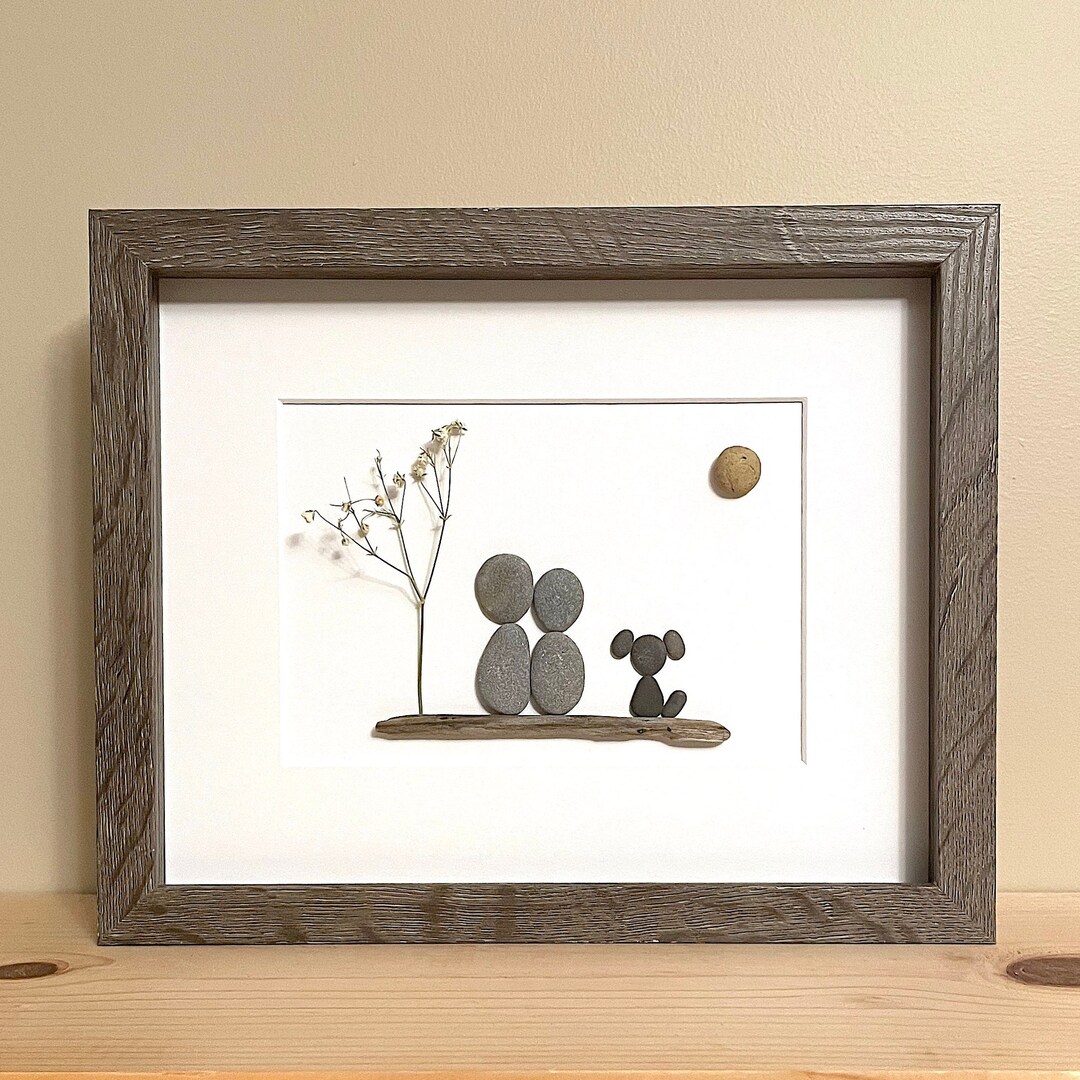 Pebble Art Couple With Dog 8x10 Framed Unique Engagement, Bridal Shower ...