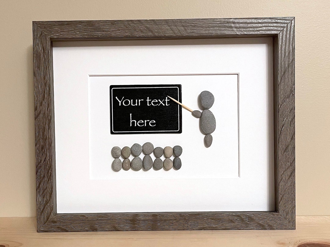 Pebble Art Teacher 8x10 Handmade Framed Artwork One of a Kind Ready to ...