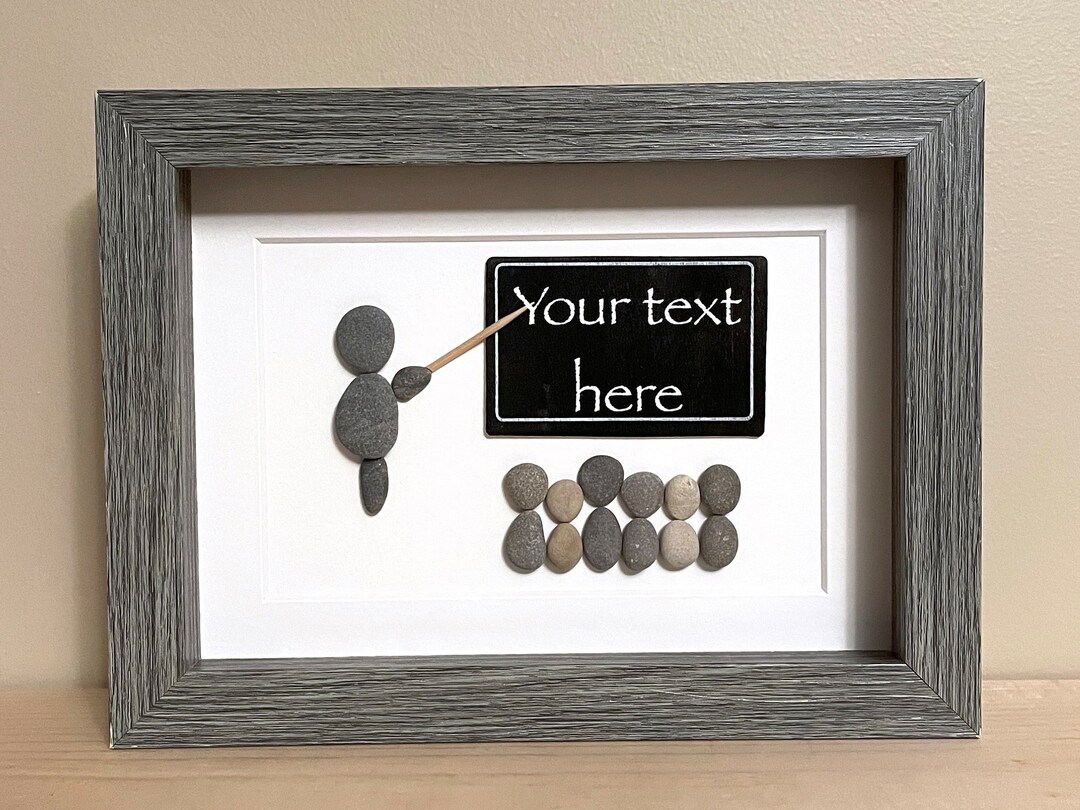 Teacher Pebble Art • 5x7 • Handmade Framed Artwork • One of a Kind ...