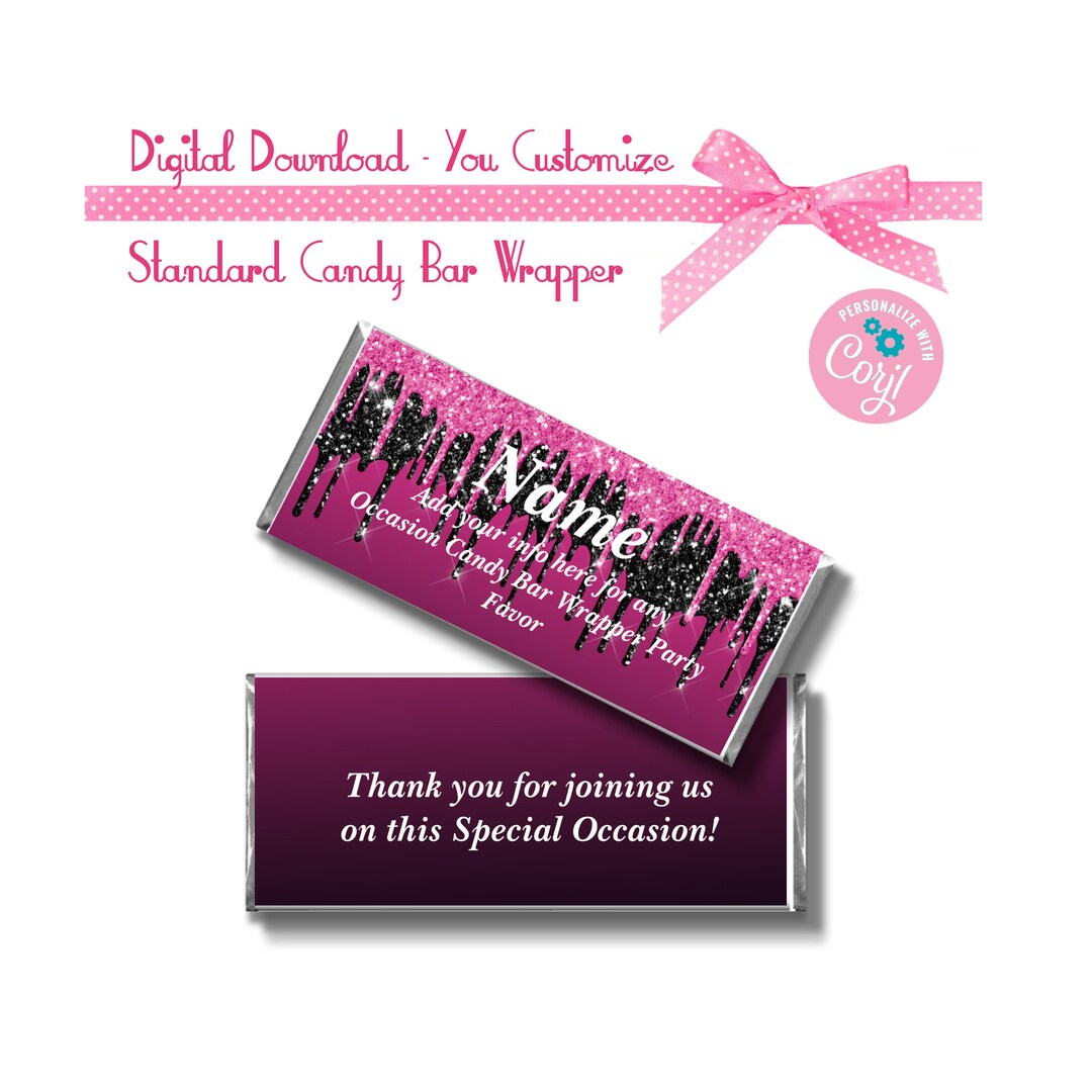 Pink & Black Glitter Dripping Birthday, Quinceañera Custom Standard ...