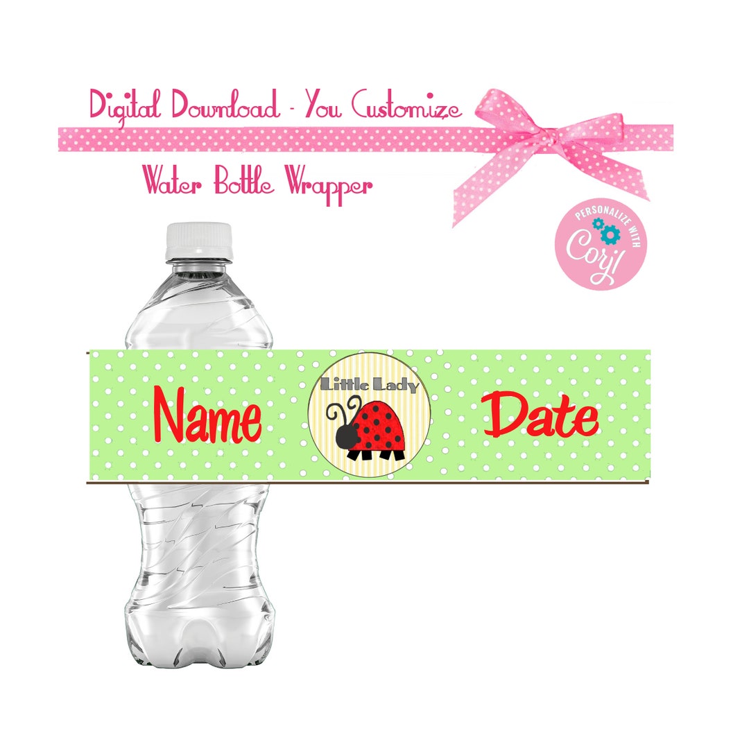 Ladybug Girls Birthday Favors Water or Soda Bottle Label 8 1/2 X 2 ...