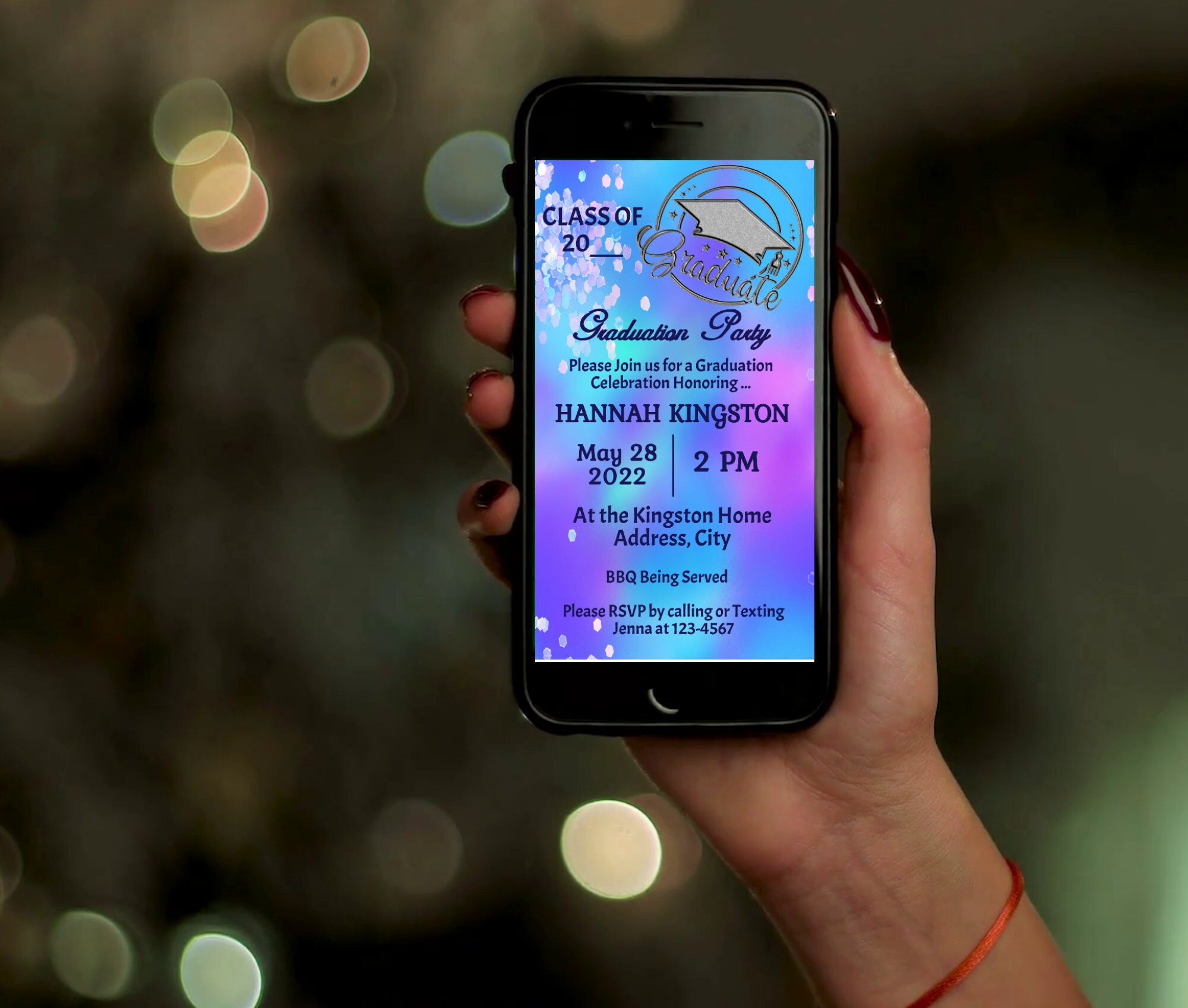 Mobile Graduation Party Invitation, Editable - Cellphone, Smartphone ...