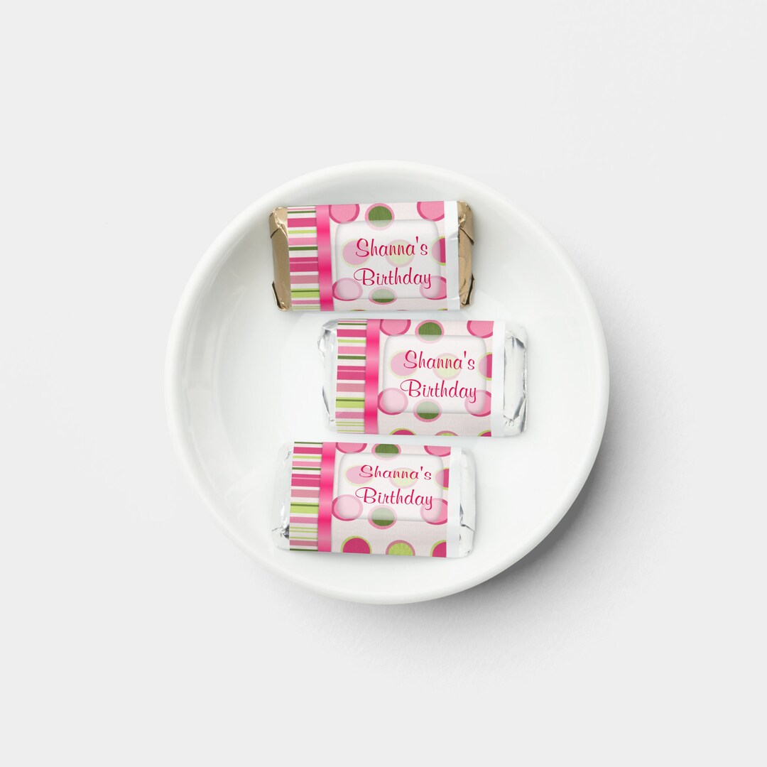 Pink Birthday - PRINTED Labels Fits Hershey Miniature Candy Bars (not ...