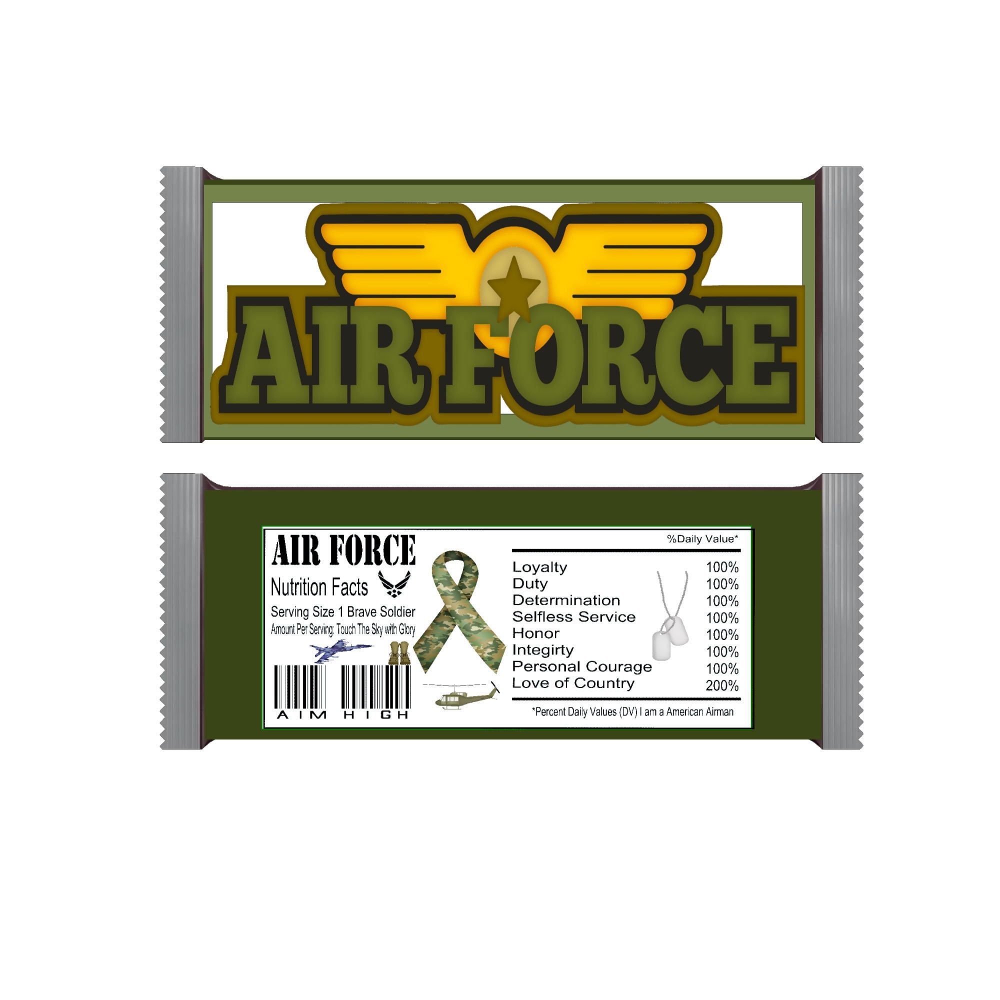 Pad of 50 Sheets Military Party Candy Bar Wrapper, Favors -matte Finish ...