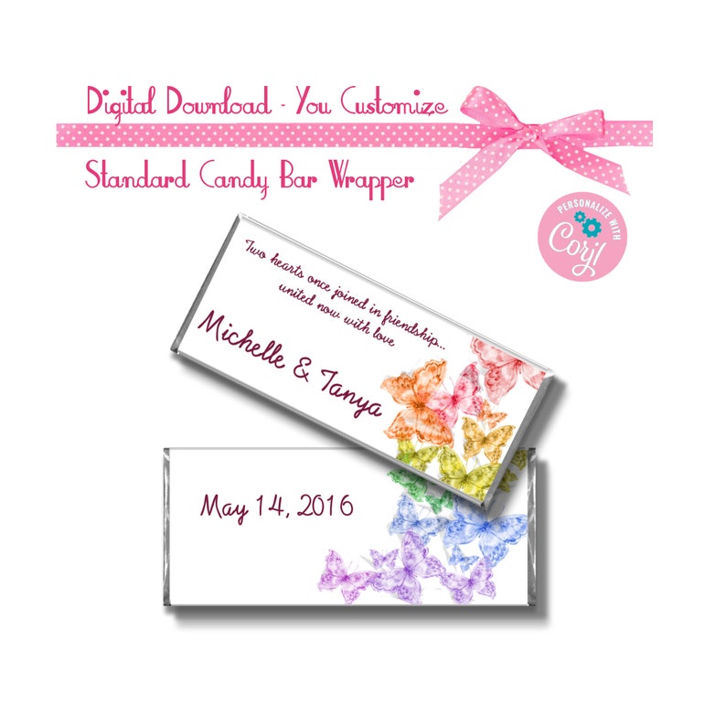 Rainbow Butterfly Gay Lesbian Wedding Custom 1.55 Oz Standard Size ...