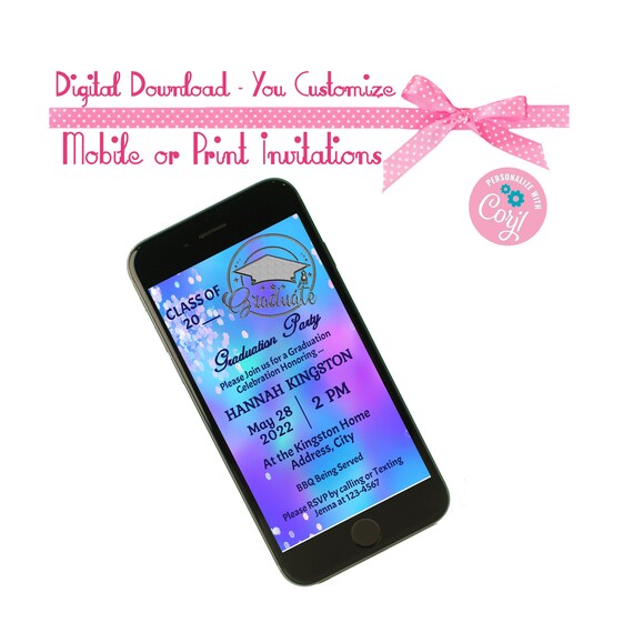 Mobile Graduation Party Invitation Editable Cellphone - Etsy
