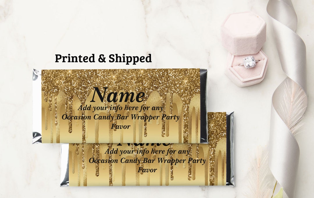 Gold Dripping Glitter Printed ~ Pad of 50 Sheets Candy Bar Wrappers ...
