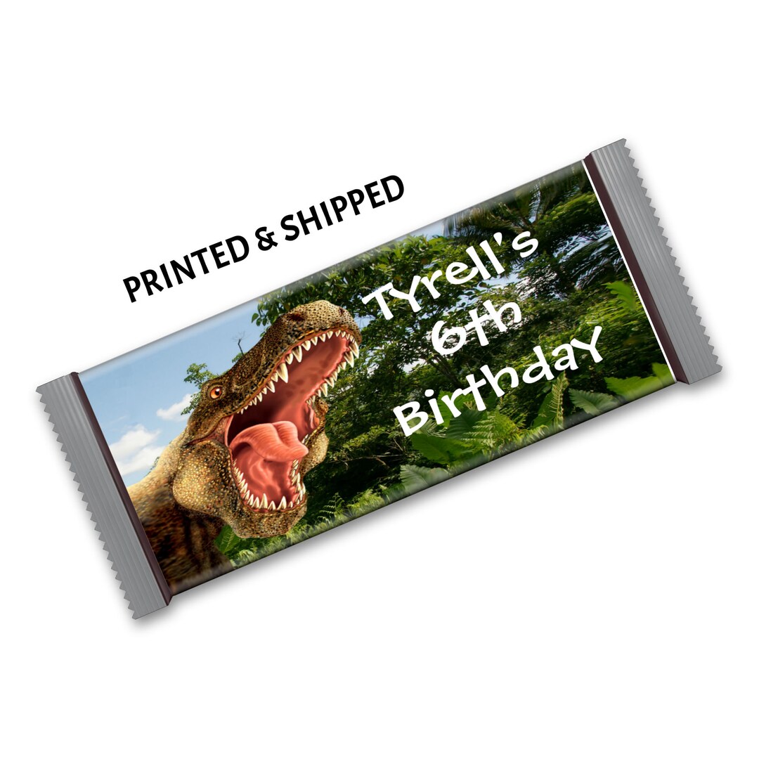 Pad of 50 Sheets T Rex Dinosaur Candy Bar Wrapper, Birthday Party Favor ...