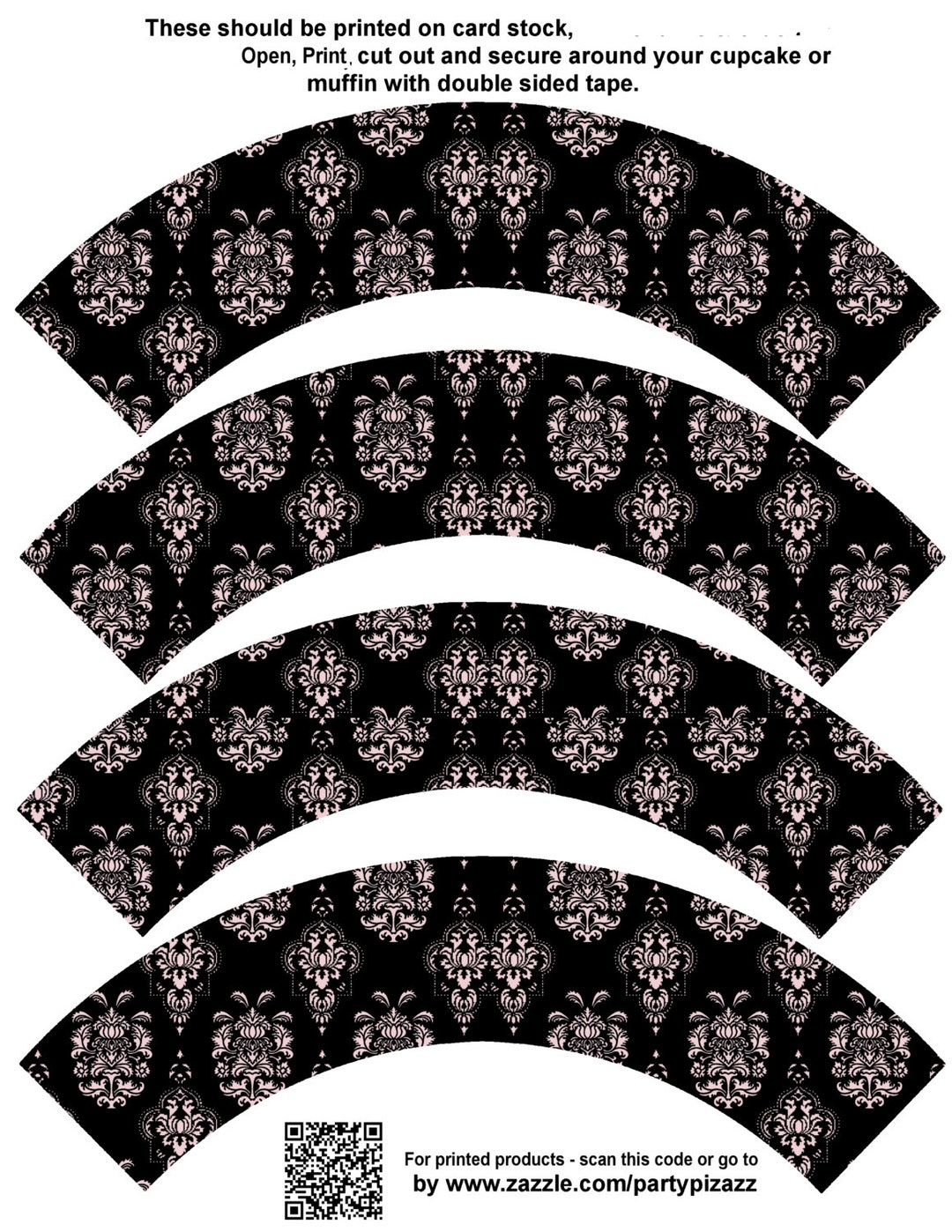 Elegant Damask Party or Wedding Reception Cupcake Cover Wrappers - Etsy