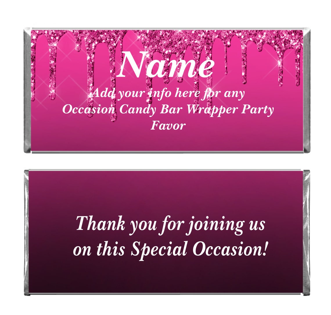 Pink Glitter Dripping Birthday, Quinceañera Custom Standard Size Candy ...