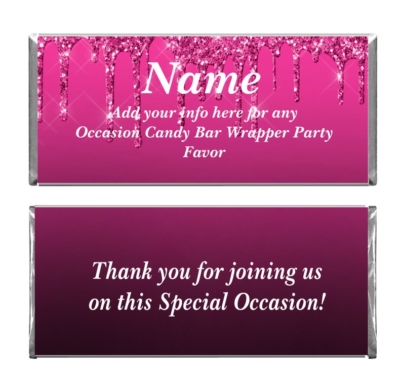 Pink Glitter Dripping Birthday, Quinceañera Custom Standard Size Candy ...