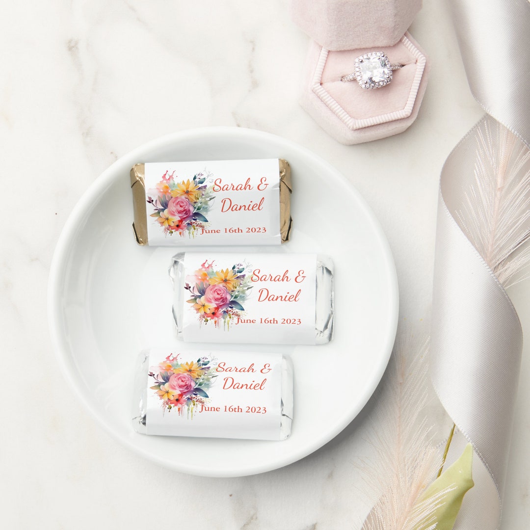 Colorful Flowers Wedding Reception- PRINTED Labels Fits Hershey ...
