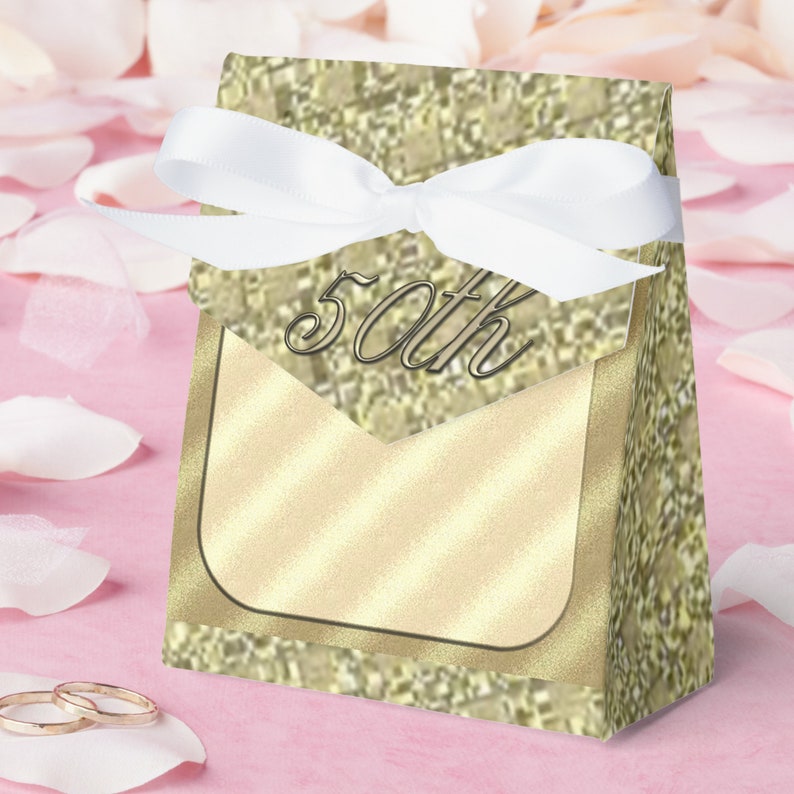 Golden 50th Anniversary Pinch Party Favor Box- Instant Download - Add ...