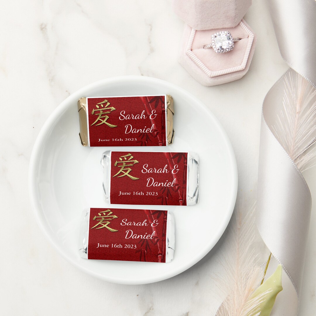 Asian LOVE Bamboo Wedding Reception- PRINTED Labels Fits Hershey ...