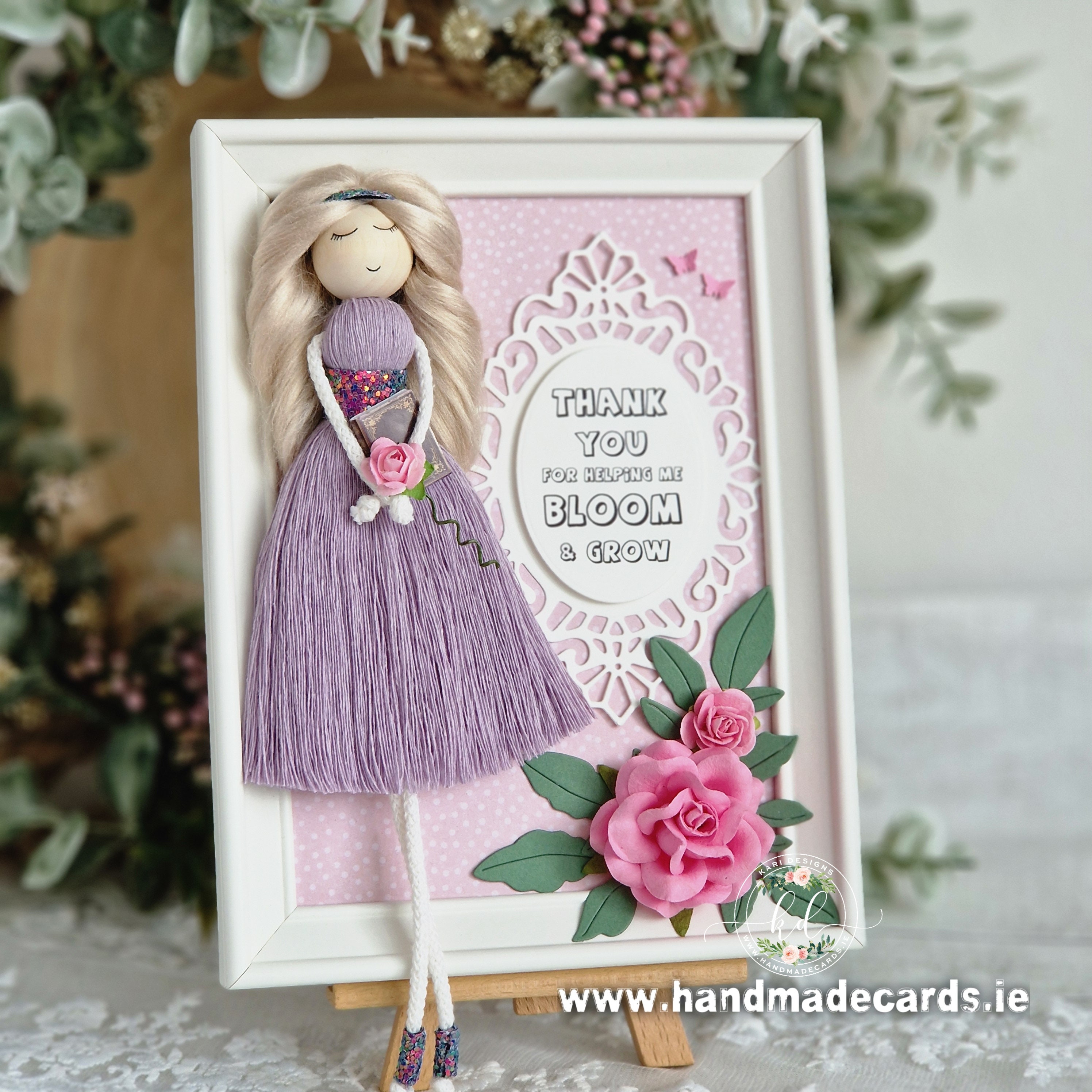 Beautiful Thank You TEACHER Frame With Macrame Girl With Book, Handmade ...