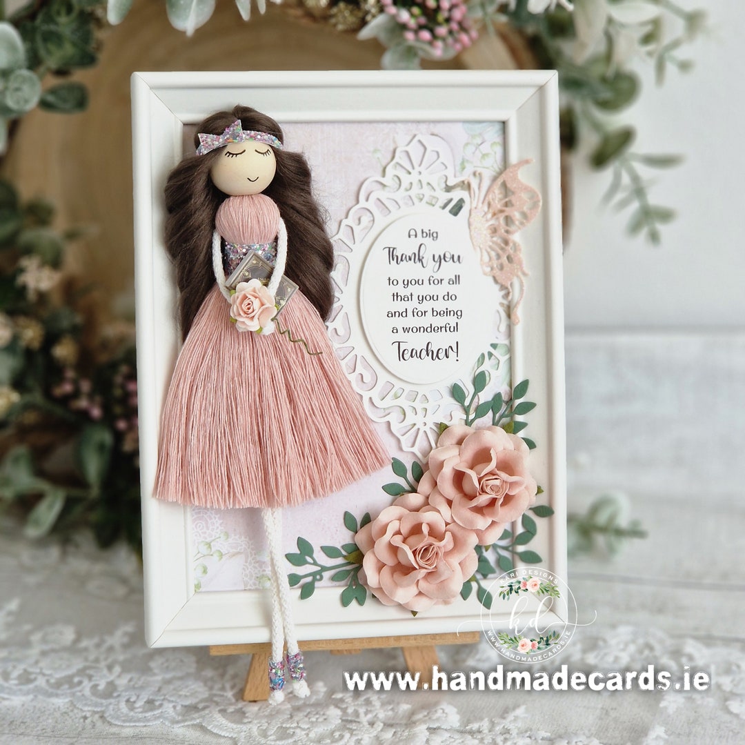 Beautiful Thank You TEACHER Frame With Macrame Girl With Book, Handmade ...