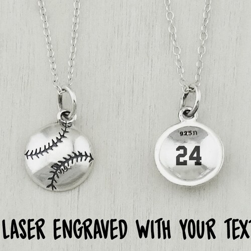 Personalized Sterling Silver Baseball Softball Charm Necklace - Etsy
