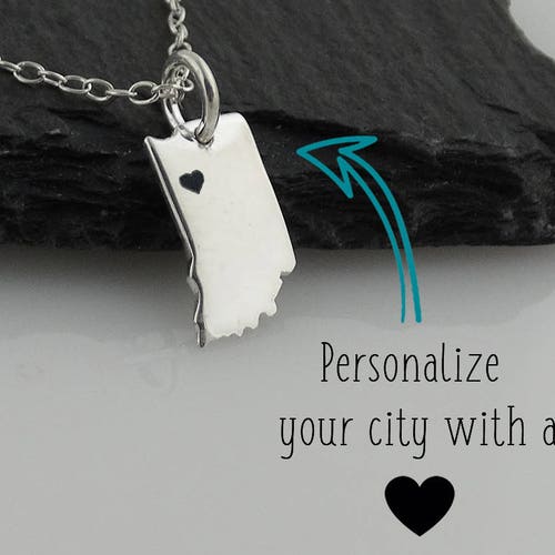 Indiana State Necklace Personalized Indiana Sterling Silver - Etsy