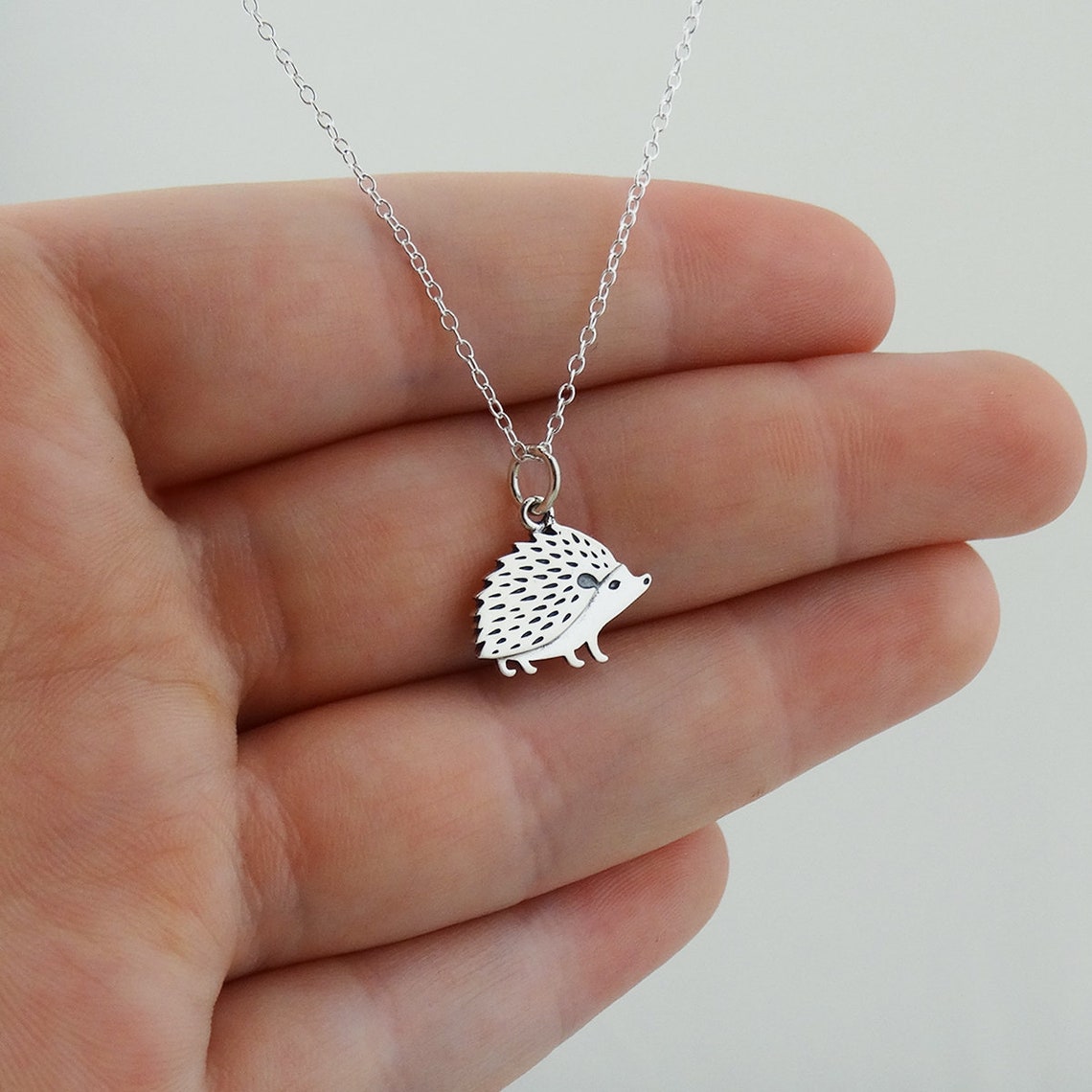 Personalized Sterling Silver Hedgehog Charm Necklace 925 - Etsy