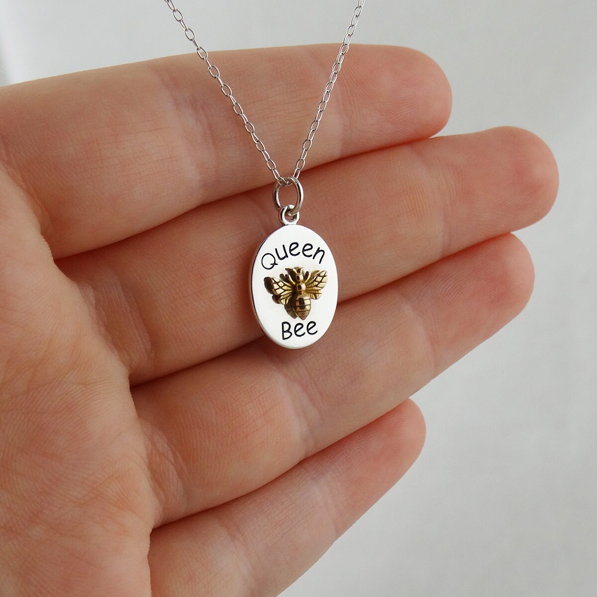 Personalized Queen Bee Charm Necklace 925 Sterling Silver | Etsy