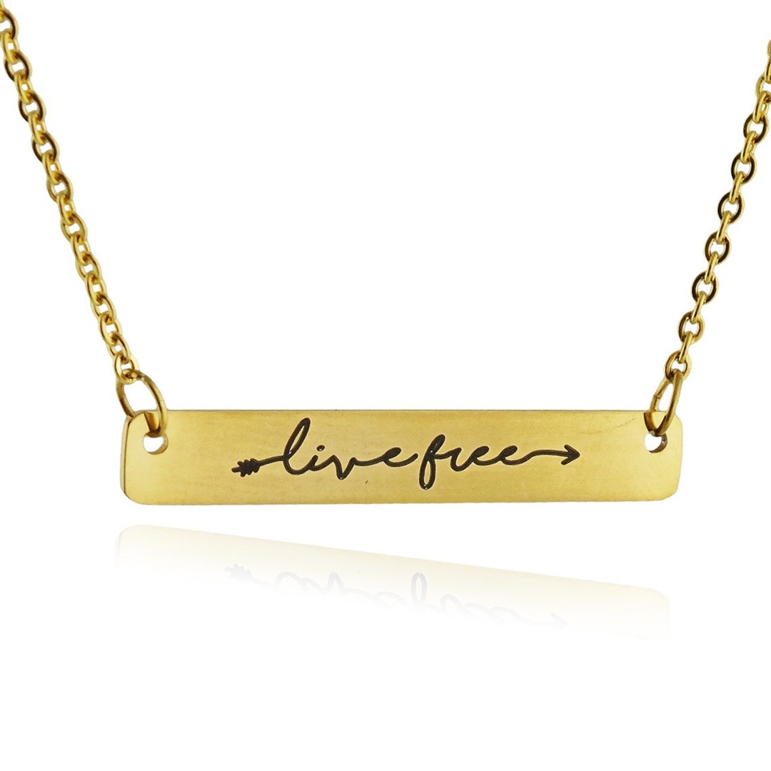 Live Free Arrow Pendant Necklace - Gold Plated Stainless Steel ...
