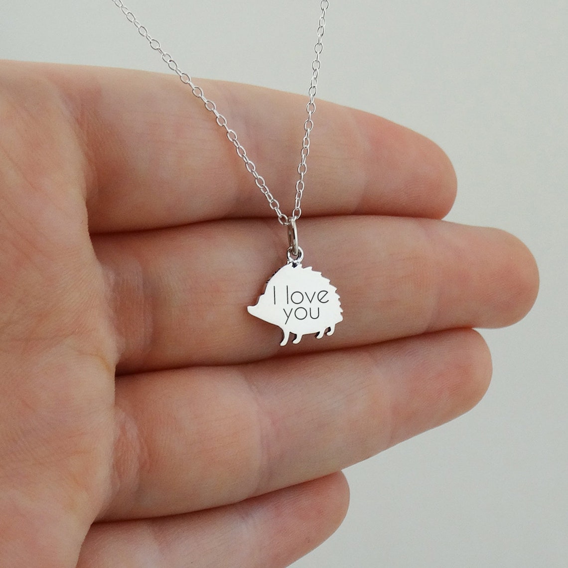 Personalized Sterling Silver Hedgehog Charm Necklace 925 - Etsy