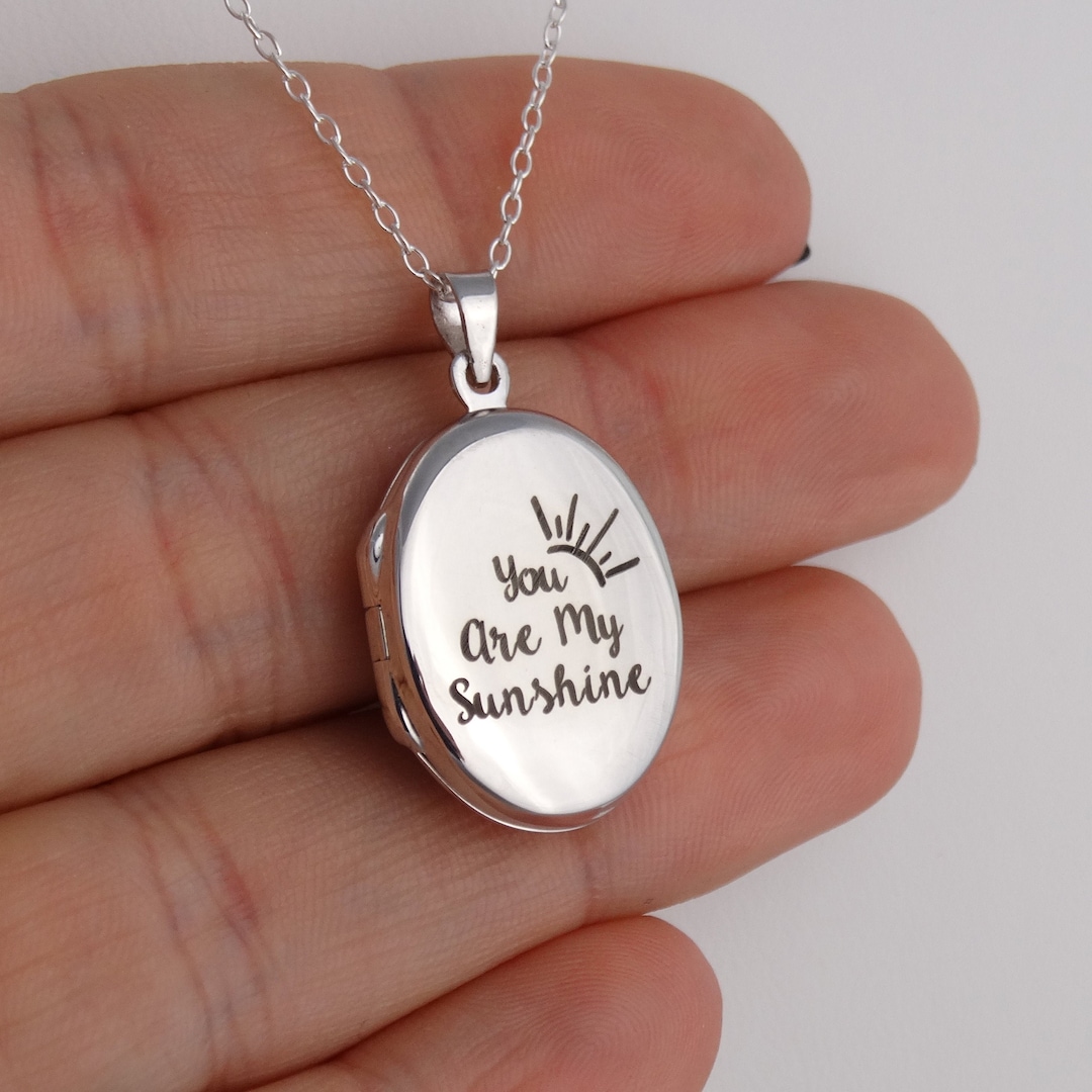 Sterling Silver "you Are My Sunshine" Engraved Locket Necklace - 20mm X ...