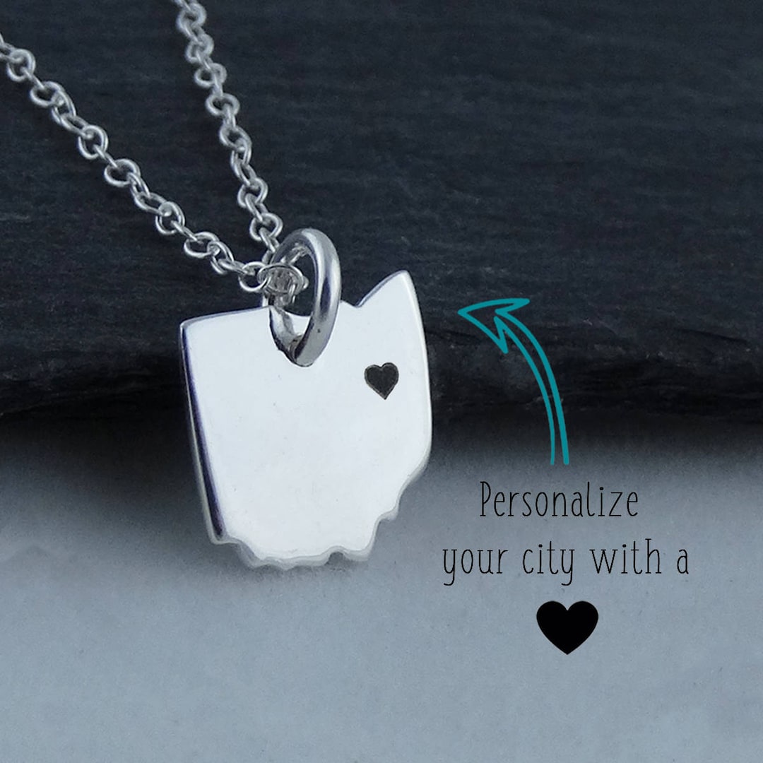 Personalized Ohio State Charm Necklace With Engraved Heart Near Your ...