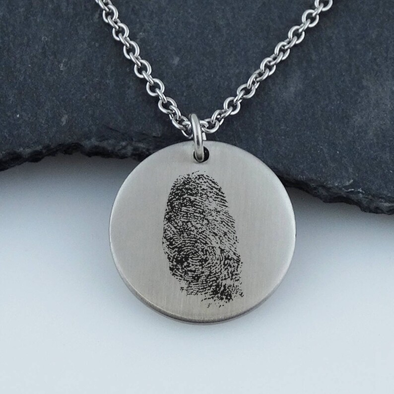 Custom Engraved Fingerprint Memorial Pendant Necklace - Etsy