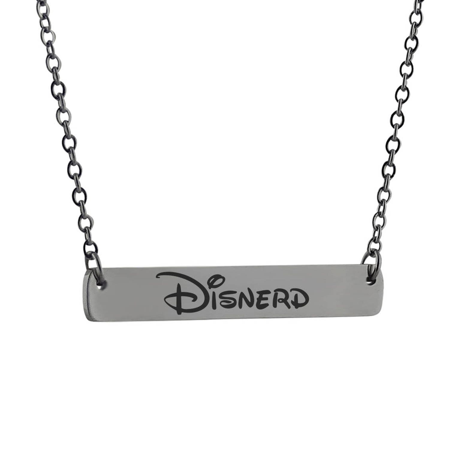 Disnerd Engraved Stainless Steel Bar Necklace, 18" Disney Fan Lover - Etsy