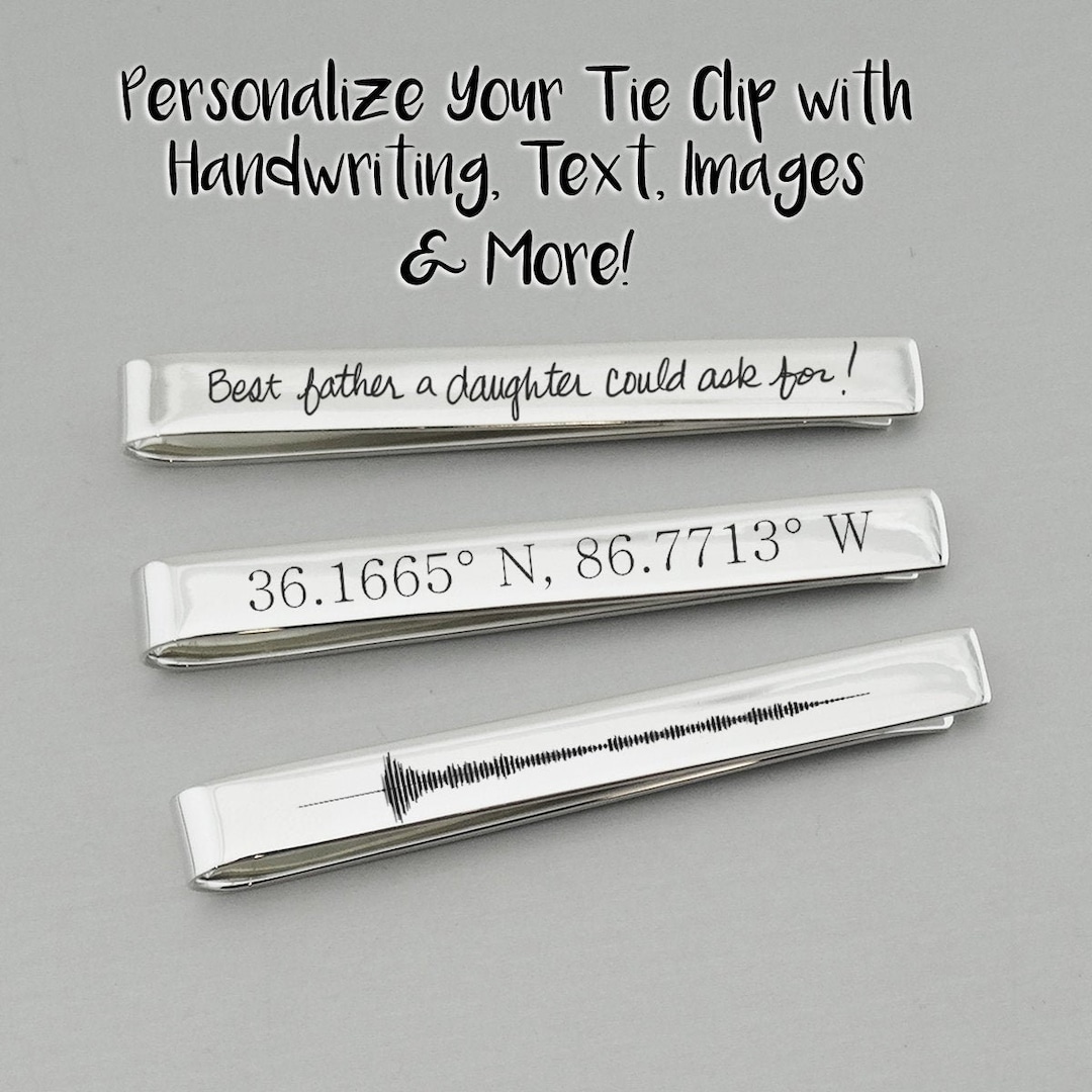 Personalized Sterling Silver Tie Clip - 6.5mm X 57mm Custom Engraved ...