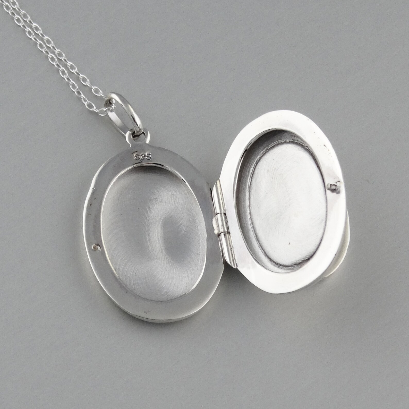 Personalized Sterling Silver Oval Locket: 4-photo Custom Engraved ...