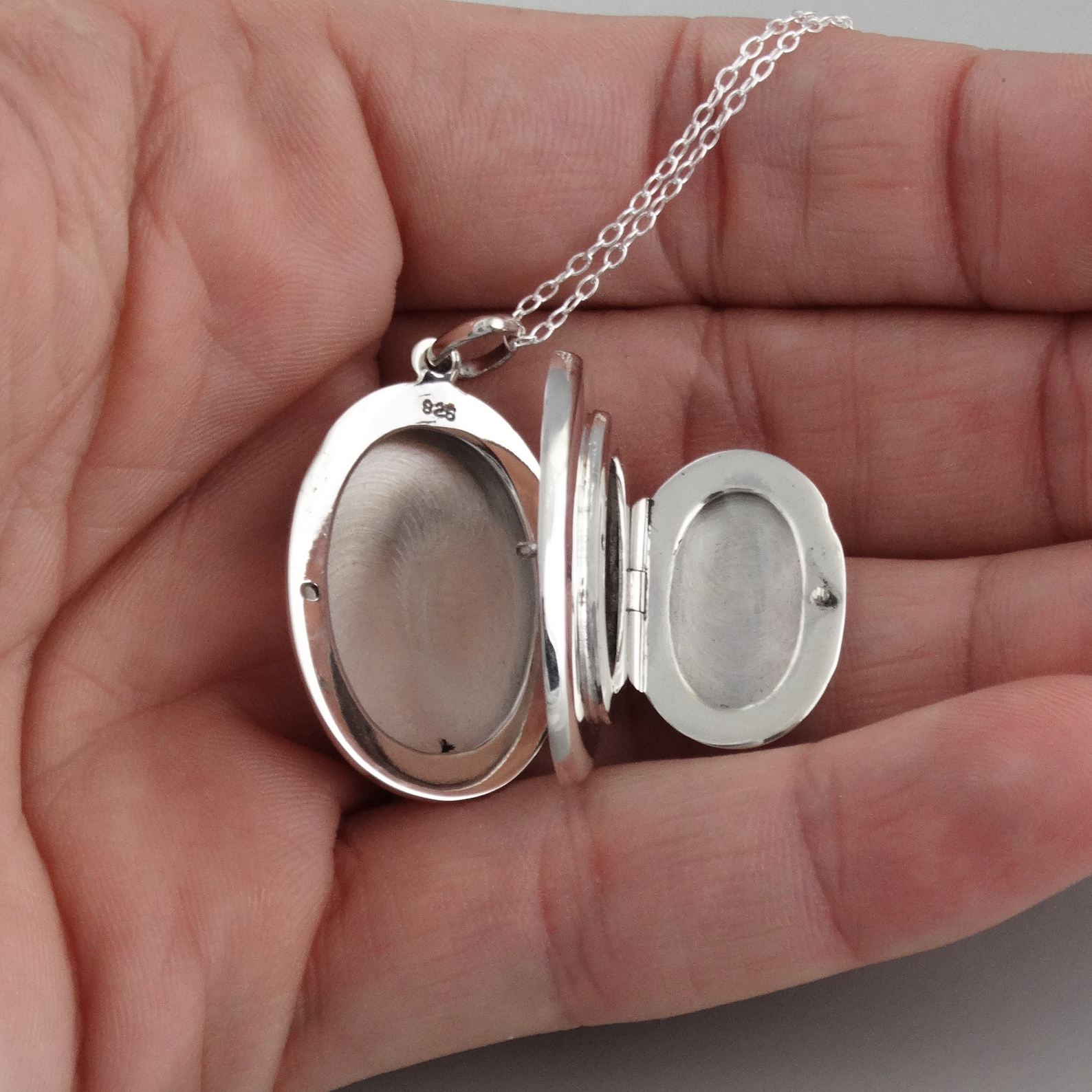 Personalized Sterling Silver Oval Locket: 4-photo Custom Engraved ...