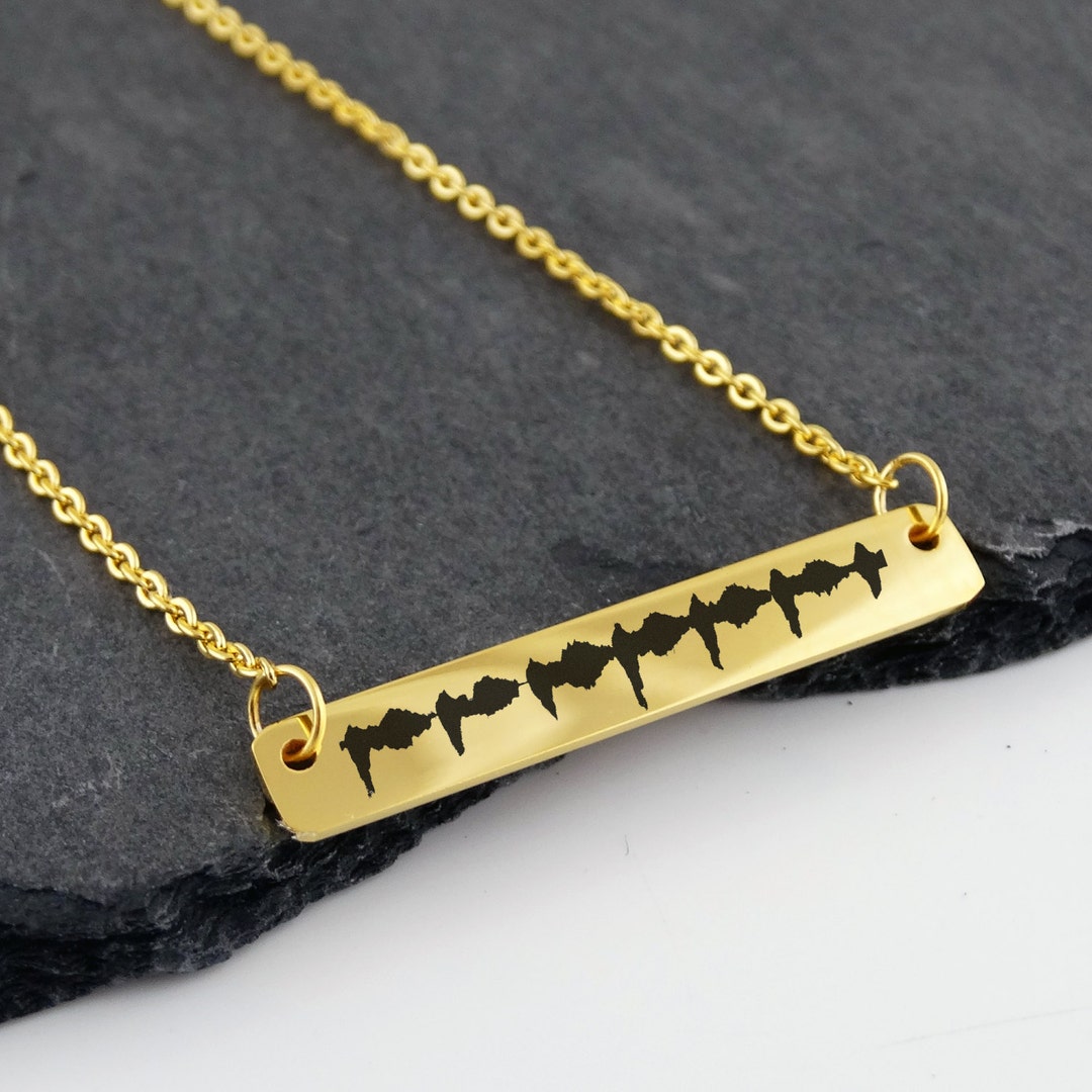 Personalized EKG ECG Heartbeat Necklace - 32mm X 5mm Gold Plated ...