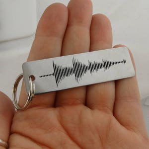 Sound Wave Stainless Steel Key Chain Audio File Heartbeat Laser ...