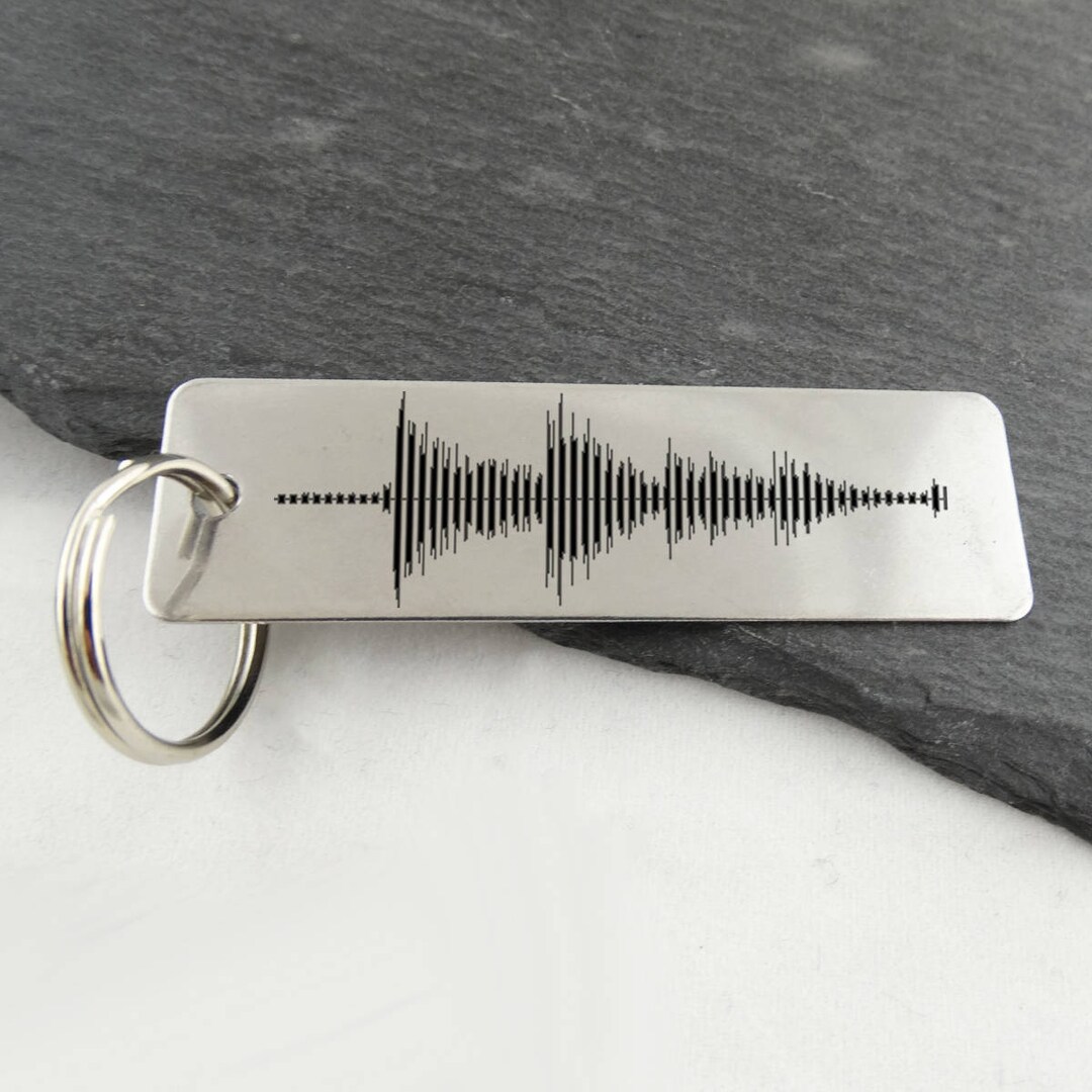 Sound Wave Stainless Steel Key Chain Audio File Heartbeat Laser ...